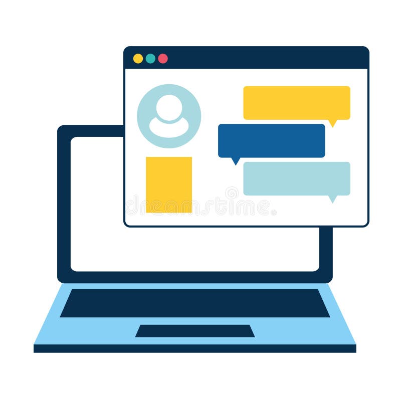 Laptop Computer with Webpage Template Stock Vector - Illustration of ...