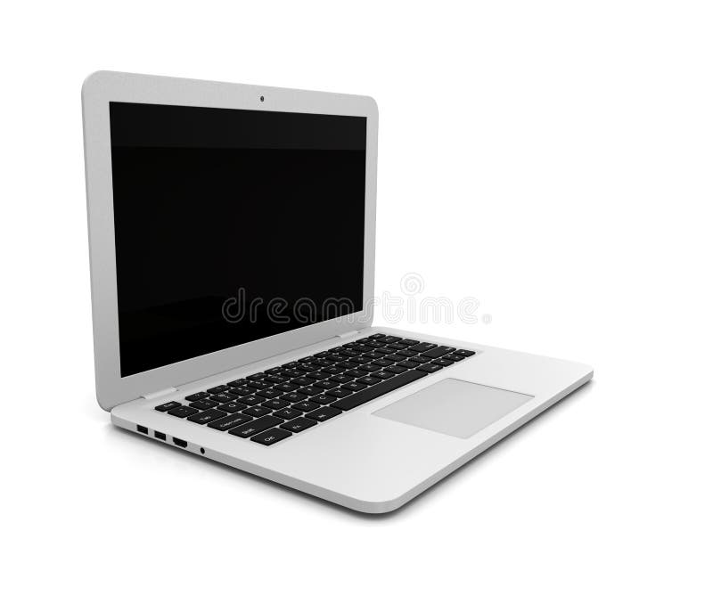Aluminum Laptop Computer Top View Isolated on White Stock Illustration ...