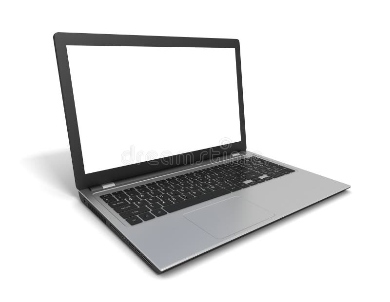 Laptop Computer on White Background Stock Illustration - Illustration ...