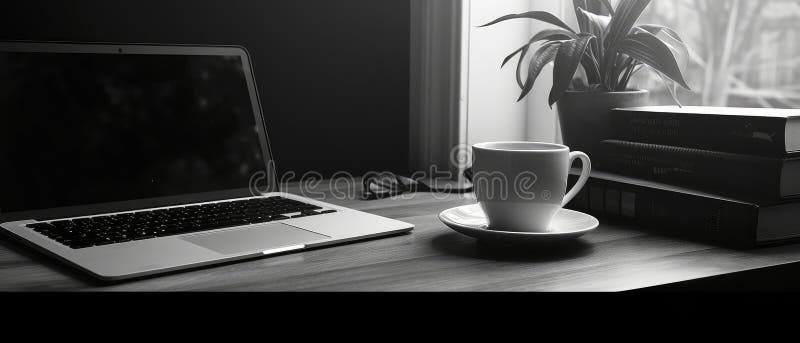 Laptop Computer on Wooden Desk, Efficient Workspace for Productivity ...