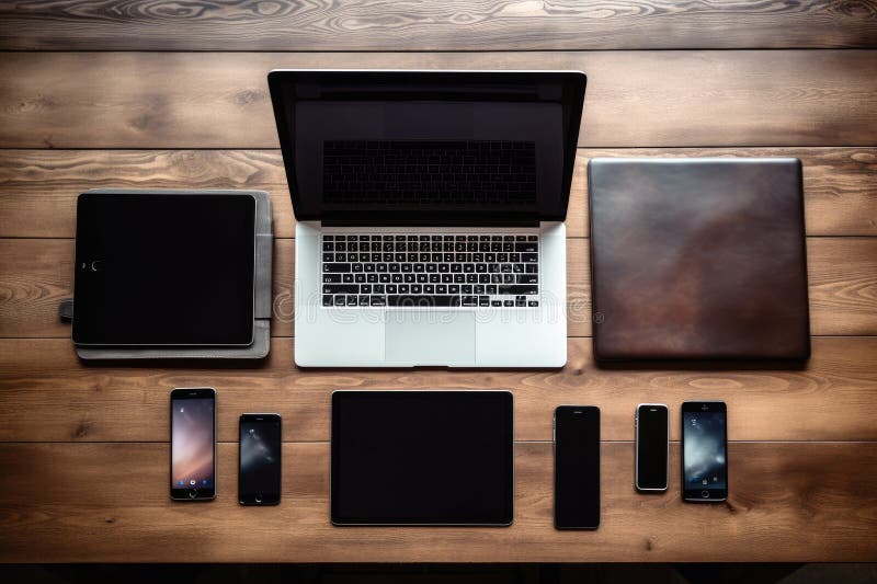 Laptop Computer on Wooden Desk, Workspace Setup for Productivity ...
