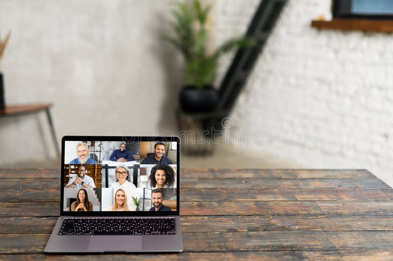 Laptop Computer on the Wooden Table Stock Photo - Image of teamwork ...