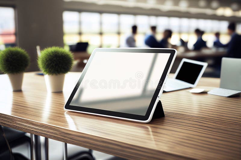 Laptop Computer Work Place Office Modern Design. Stock Illustration ...