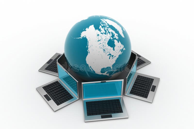 Computers Around the World stock illustration. Illustration of computer ...