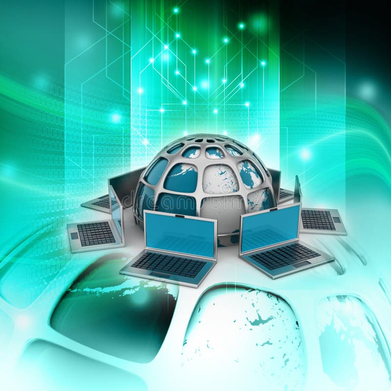 Computers Around the World stock illustration. Illustration of computer ...