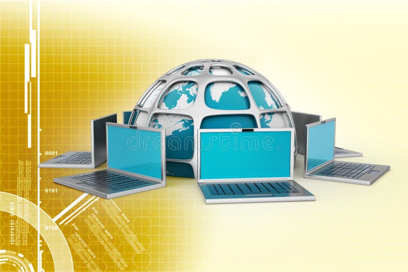 Computers Around the World stock illustration. Illustration of computer ...