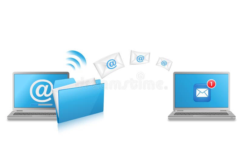 Laptop computers and email stock illustration. Illustration of keyboard ...