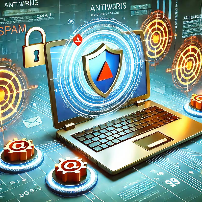 Laptop, Concept for Data Protection, Spam Protection and Cyber Security ...