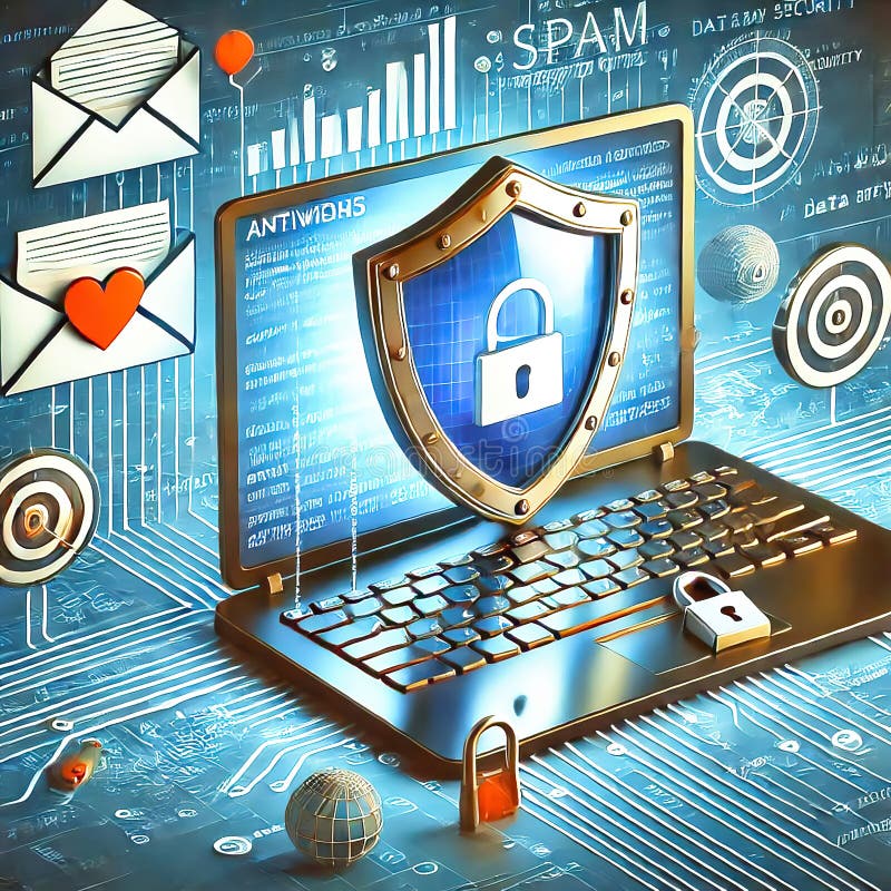 Laptop, Concept for Data Protection, Spam Protection and Cyber Security ...