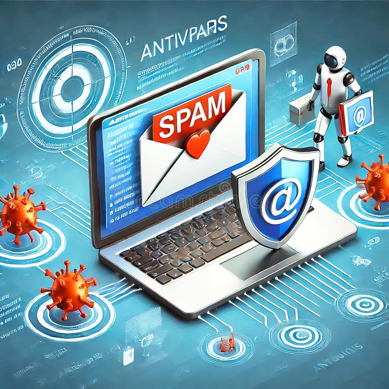 Laptop, Concept for Data Protection, Spam Protection and Cyber Security ...