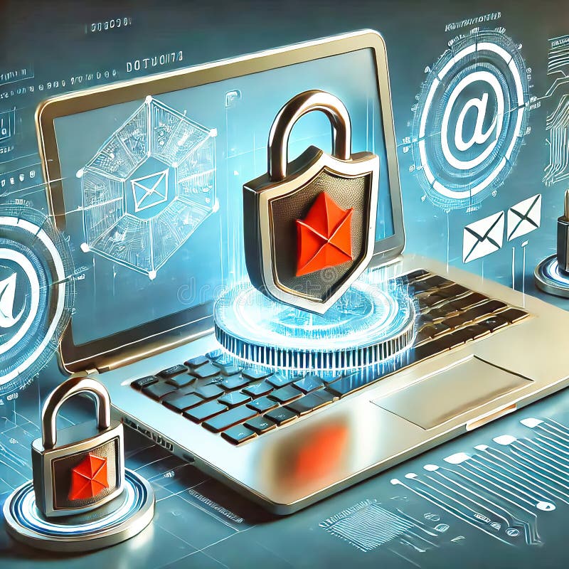 Laptop, Concept for Data Protection, Spam Protection and Cyber Security ...