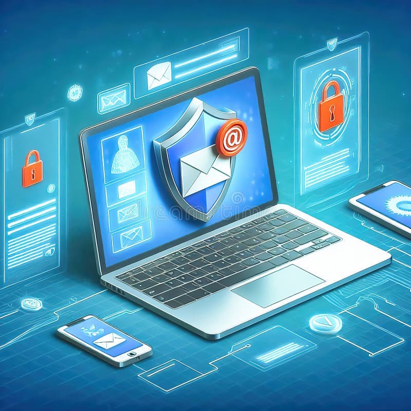 Laptop, Concept for Data Protection, Spam Protection and Cyber Security ...