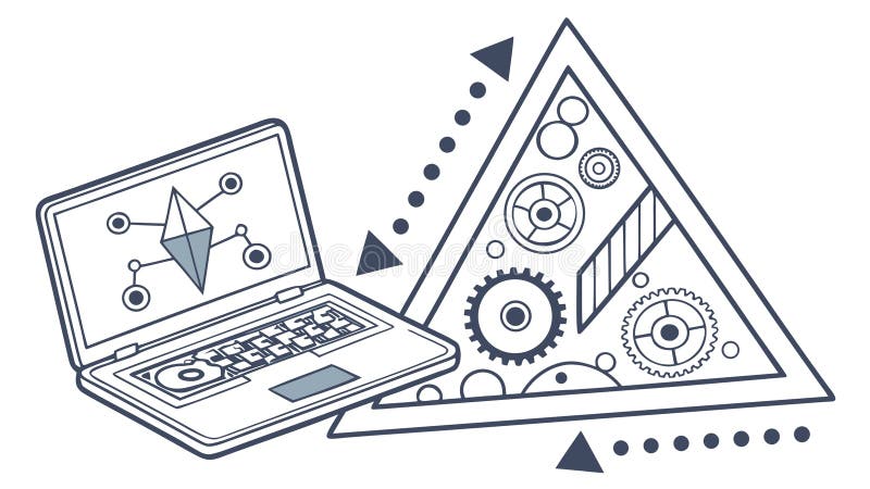 Laptop Connected Devices for Digital Integration, Vector Design ...