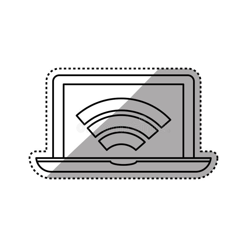 Laptop connected to wifi stock illustration. Illustration of service ...