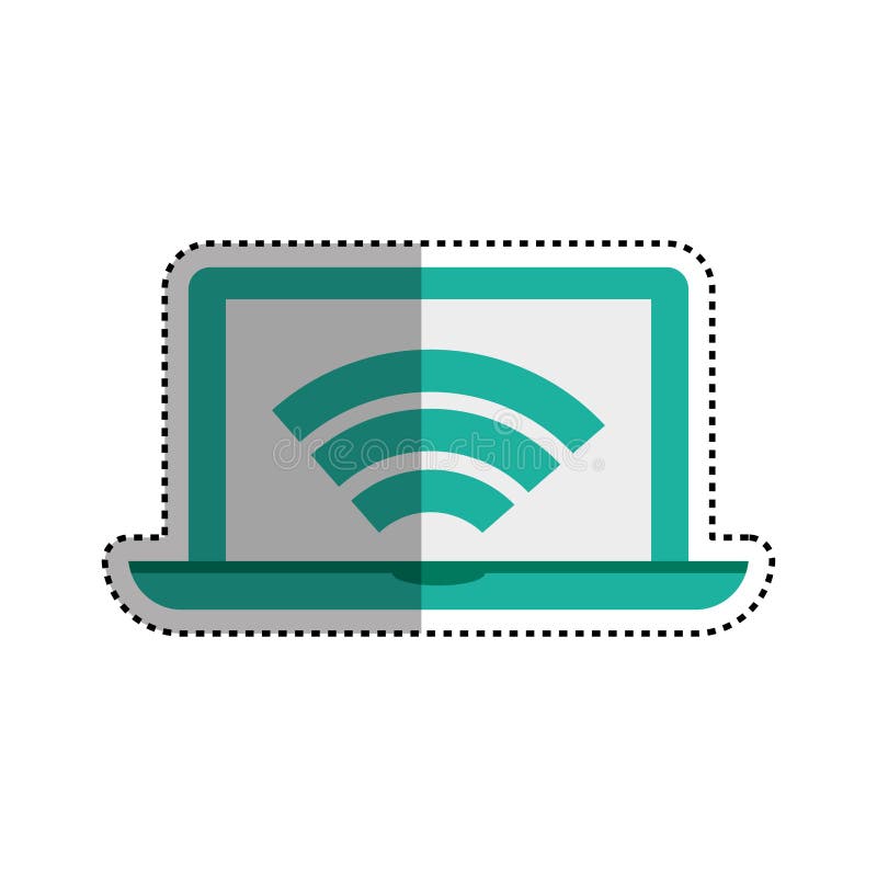 Laptop connected to wifi stock illustration. Illustration of media ...