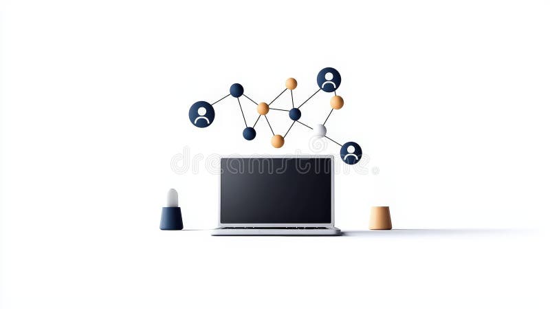 Laptop with Connection Network White Background Stock Illustration ...