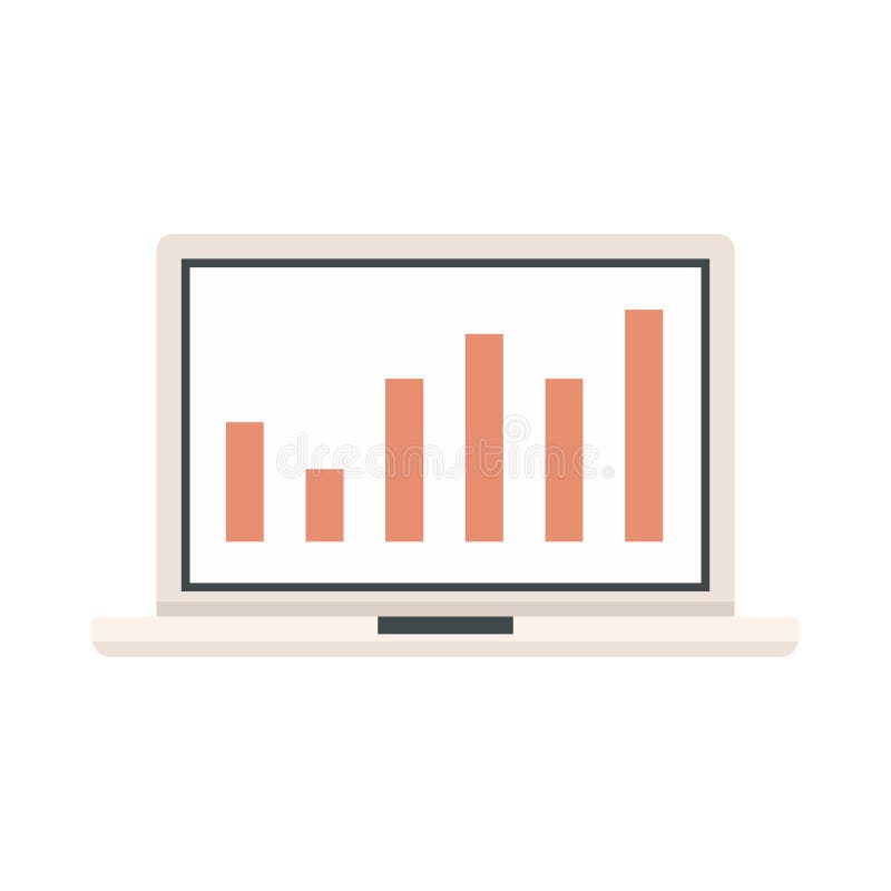 Laptop Conversion Rate Graph Icon Flat Isolated Vector Stock ...