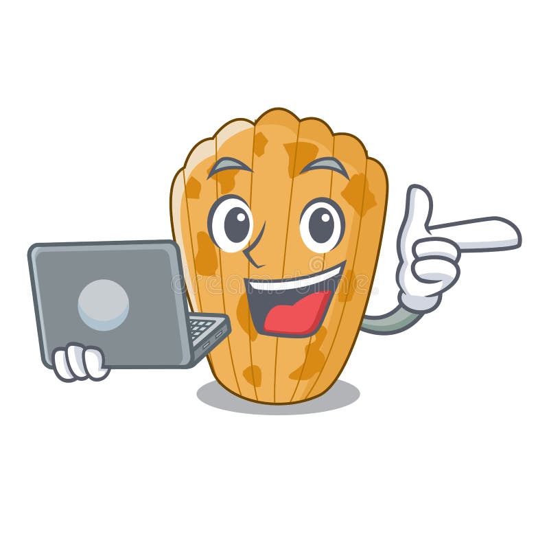 With Laptop Cookies in the Form Madeleine Cartoon Stock Vector ...
