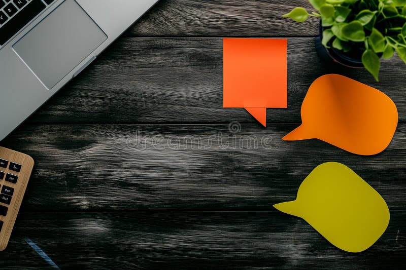 Laptop Covered with Colorful Paper Note. Top View Sticky Note on Laptop ...