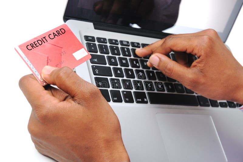 Laptop and credit card editorial stock photo. Image of accessibility ...