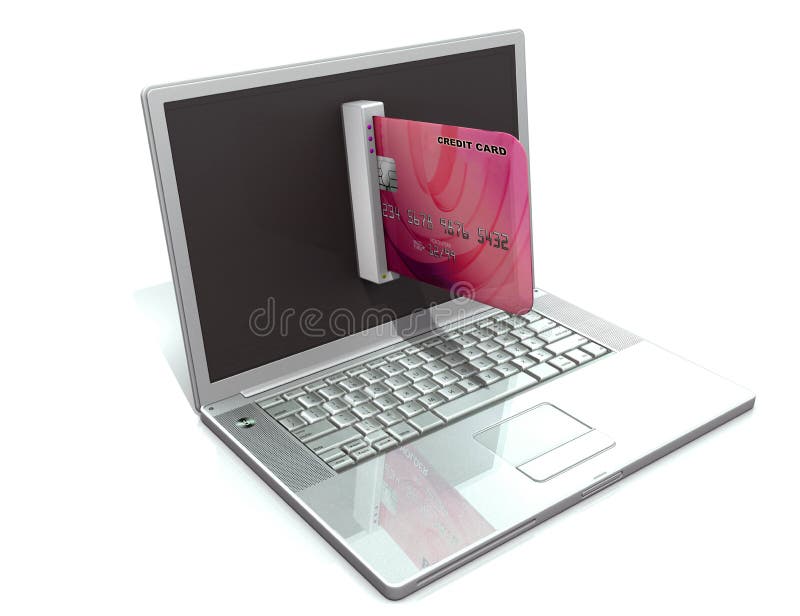 Laptop and Credit Card, E-commerce Concept Stock Illustration ...