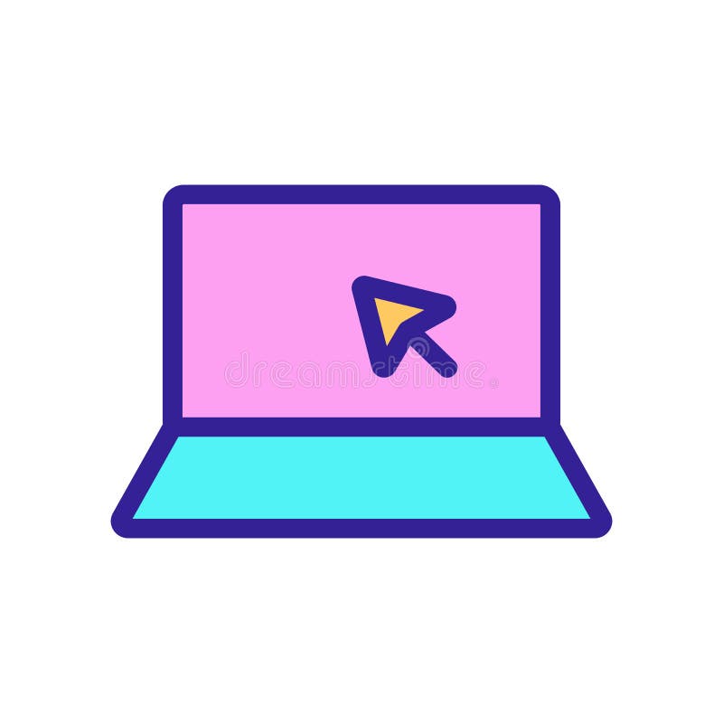Laptop and Cursor Icon Vector. Isolated Contour Symbol Illustration ...