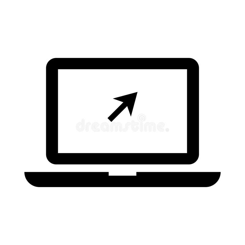 Laptop with Cursor Icon on Grey Backdrop. Computer Mouse Click. Pointer ...