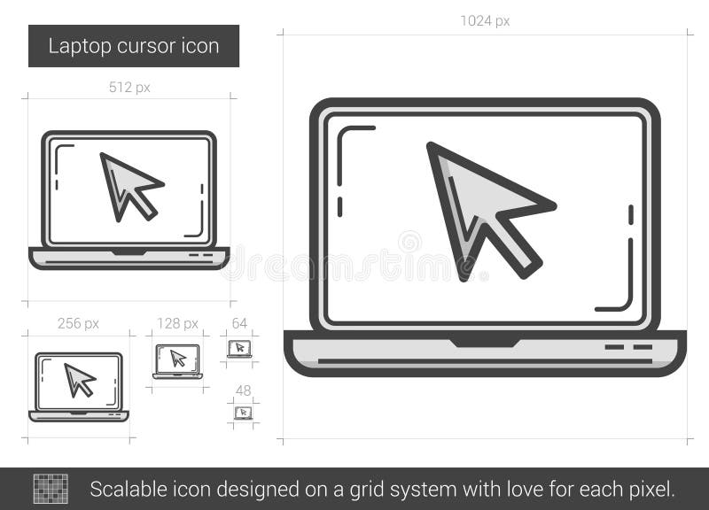 Laptop cursor line icon. stock vector. Illustration of isolated - 83924733