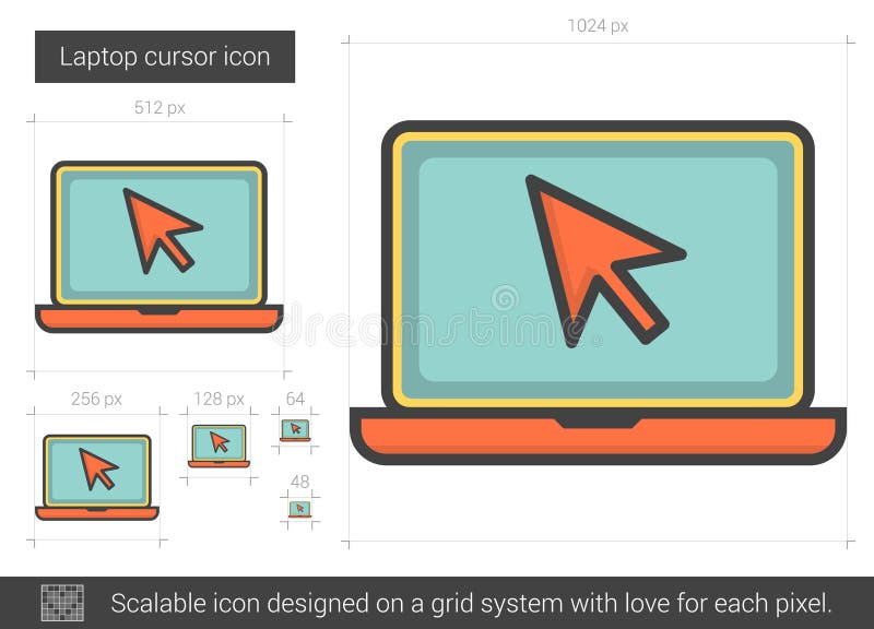 Laptop cursor line icon. stock vector. Illustration of display - 85923860