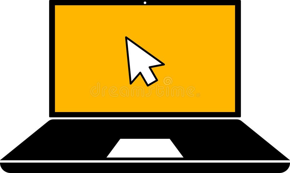 Laptop with Cursor on Screen. Click in Laptop Vector Icon. Computer with Click Mouse Pointer ...