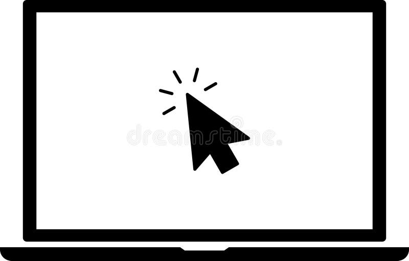 Laptop with Cursor on Screen. Click in Laptop Vector Icon. Computer ...