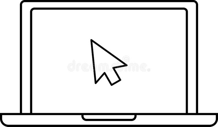 Laptop with Cursor on Screen. Click in Laptop Vector Icon. Computer ...