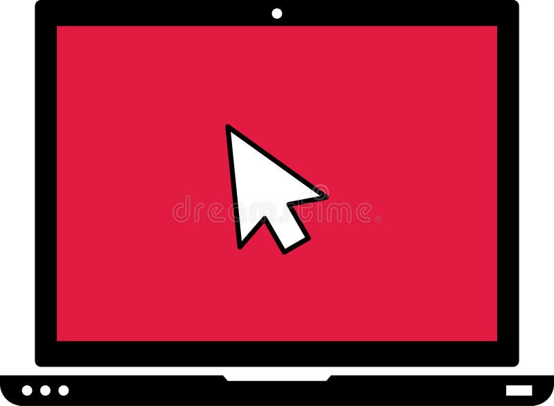 Laptop with Pointer on Screen on Blue Circle Background with Shadow ...