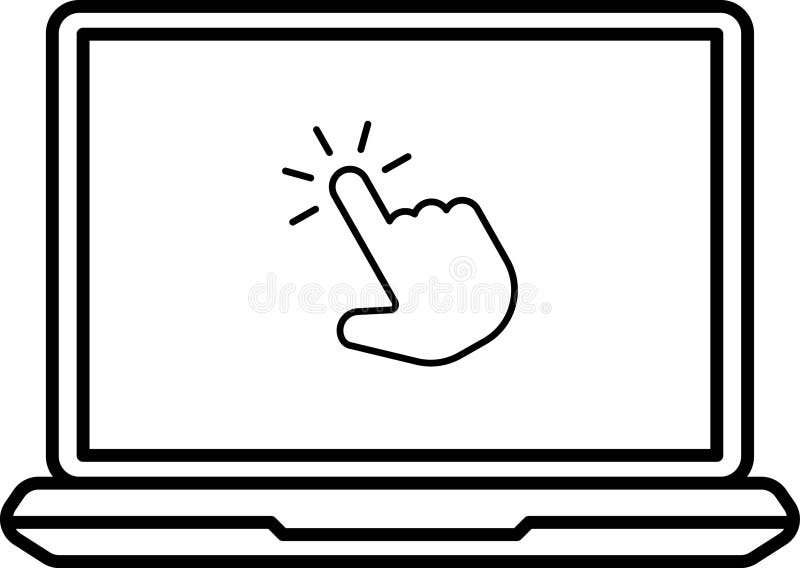 Laptop with Cursor on Screen. Click in Laptop Vector Icon. Computer ...