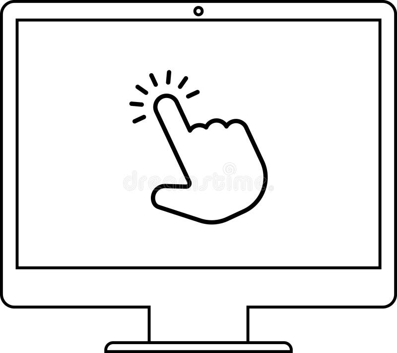 Laptop with Cursor on Screen. Click in Laptop Vector Icon. Computer ...