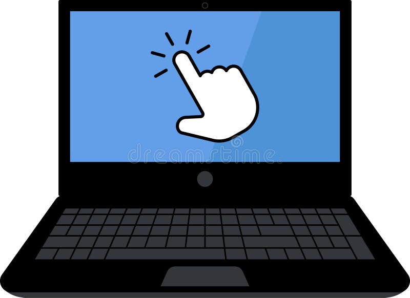 Laptop with Cursor on Screen. Click in Laptop Vector Icon. Computer ...