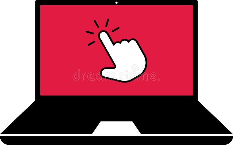 Laptop with Cursor on Screen. Click in Laptop Vector Icon. Computer ...