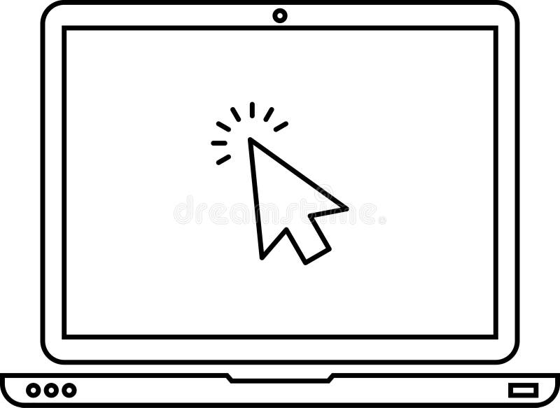 Laptop with Cursor on Screen. Click in Laptop Vector Icon. Computer ...