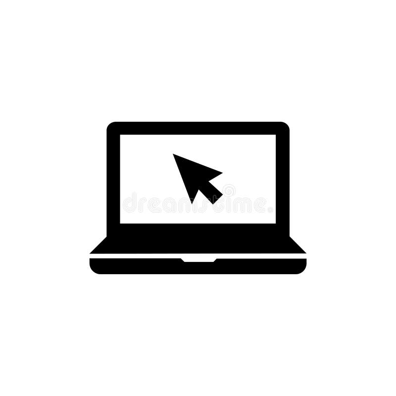 Laptop with Cursor on the Screen Vector Icon. Network Internet Symbol ...