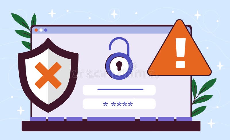 Laptop with Cyber Attack Vector Stock Vector - Illustration of ...