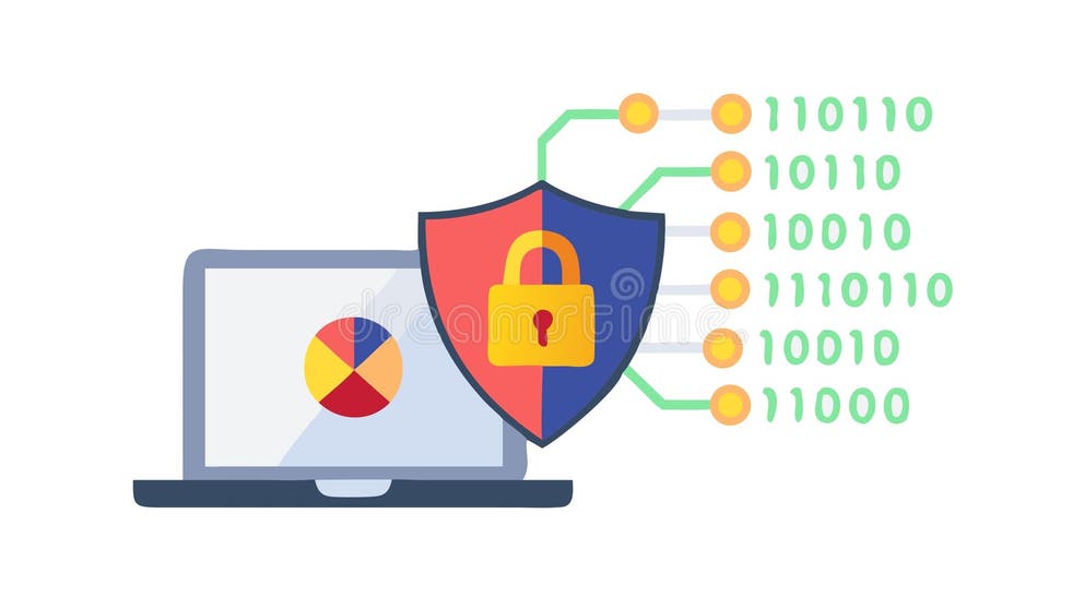 Laptop with Cybersecurity Shield. Secure Computing and Data Protection ...