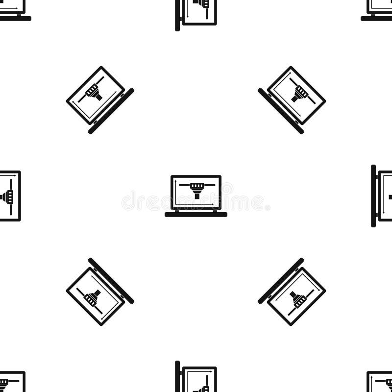 Laptop with 3D Design Pattern Seamless Black Stock Vector ...