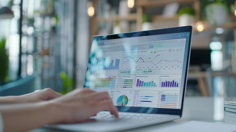 The Laptop with Data Analysis.AI Generated Image Stock Photo - Image of ...