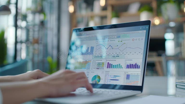 The Laptop with Data Analysis.AI Generated Image Stock Photo - Image of ...