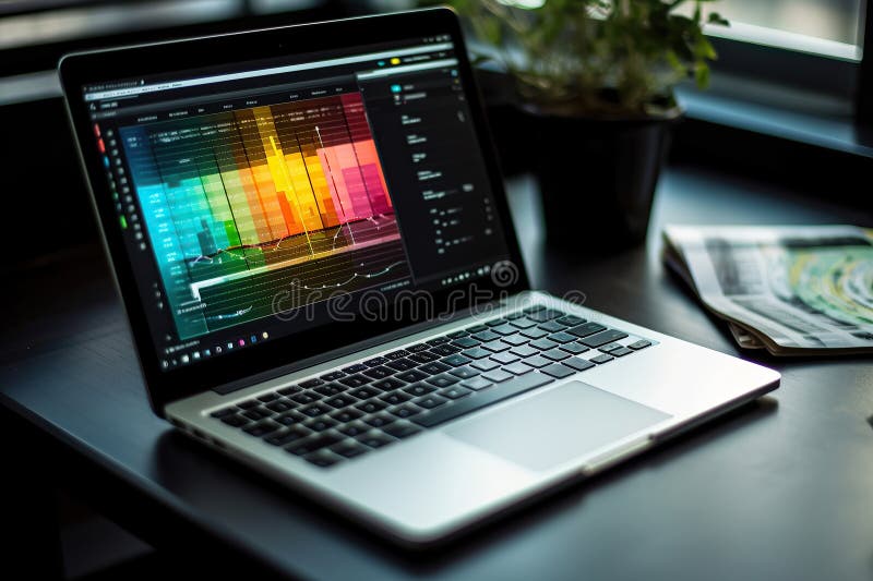 Laptop with Data Analysis on the Screen with Generative Ai Technology ...