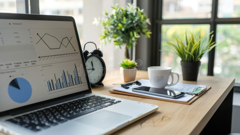 The Laptop with Data Report.AI Generated Image Stock Image - Image of ...