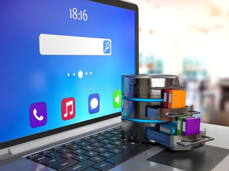 Laptop Data Storage stock illustration. Illustration of folder - 54823846