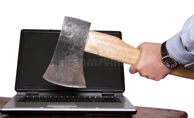 Laptop death by axe stock image. Image of anger, laptop - 22920187