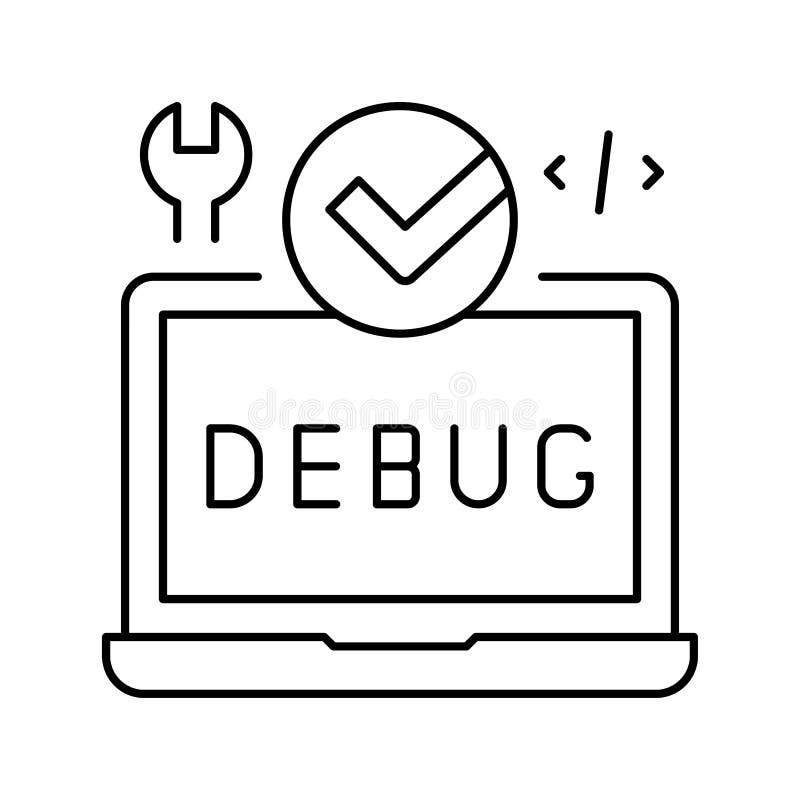 Laptop-Debugger-Zeichensatz-Vektorbild Vektor Abbildung - Illustration ...