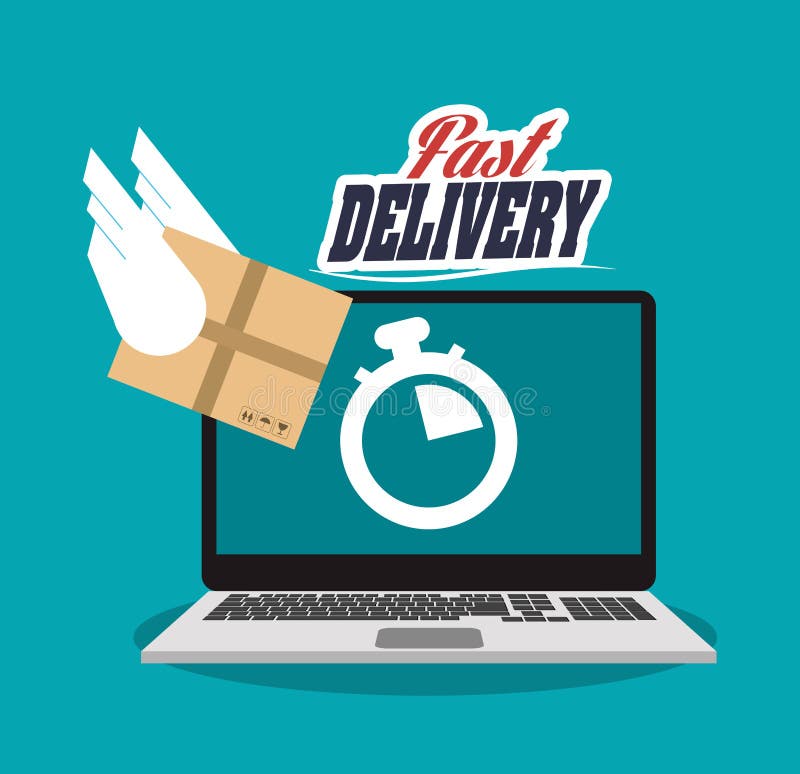 Laptop and delivery design stock illustration. Illustration of ...